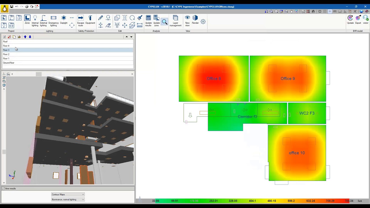 BIM lighting design with Revit and CYPE software