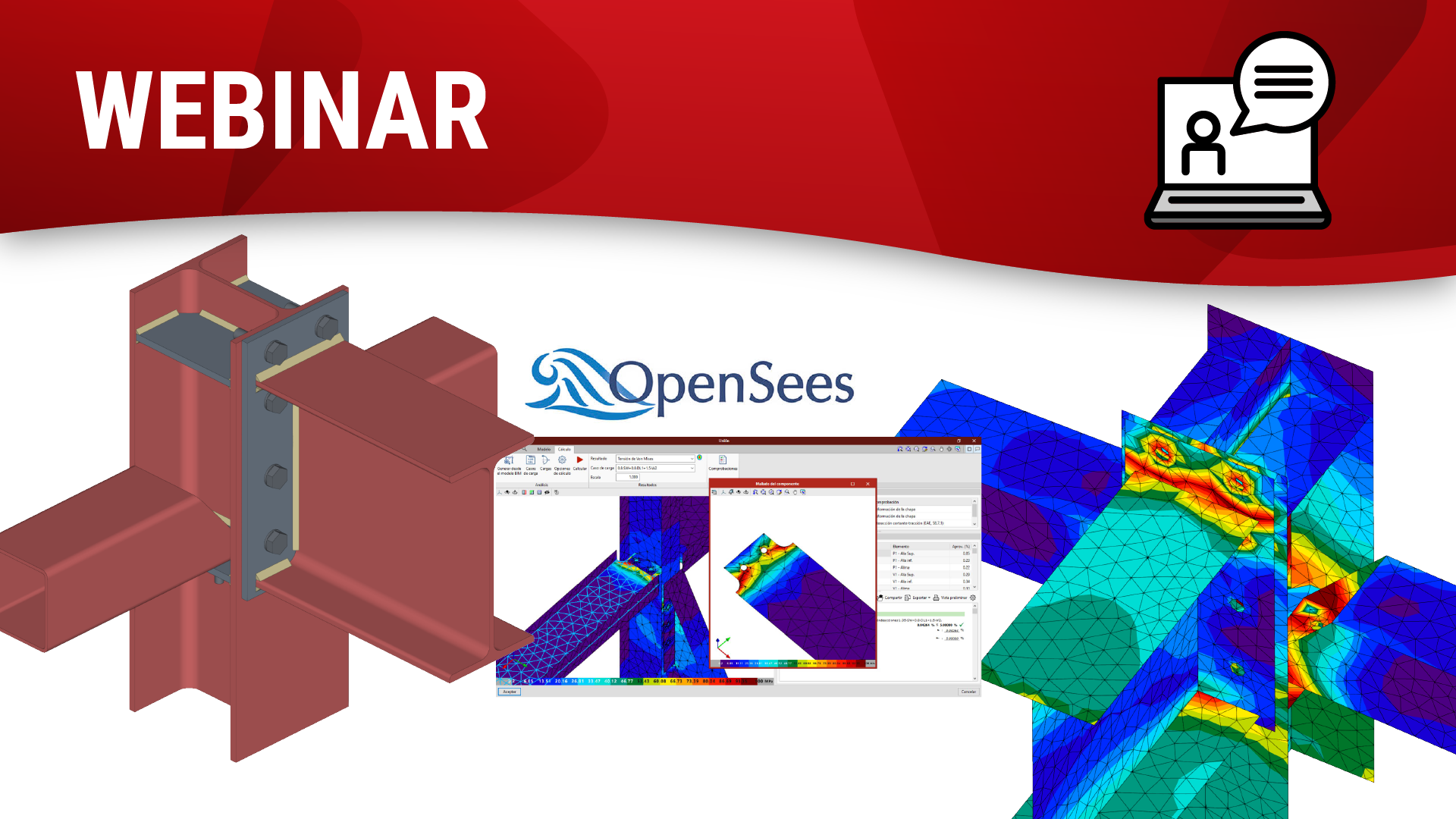 Complex steel connections design and FEA powered by the OpenSees analysis engine