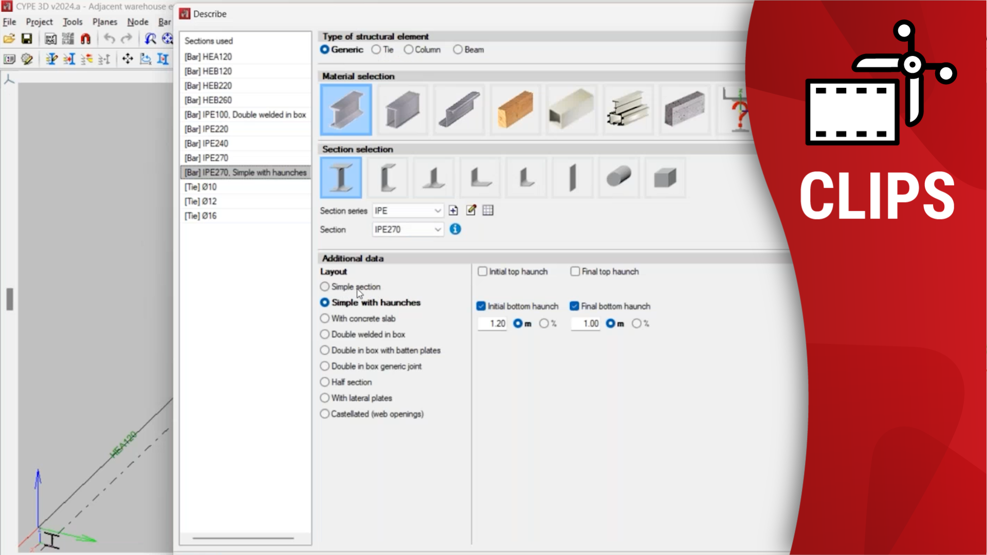 Interoperability CYPE 3D - StruBIM Steel: new sections with haunches