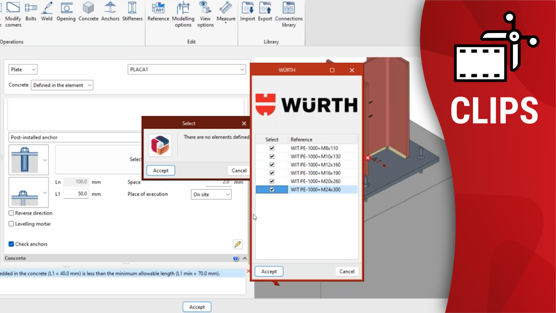 Würth brand mechanical anchors and chemical anchors for concrete fixings