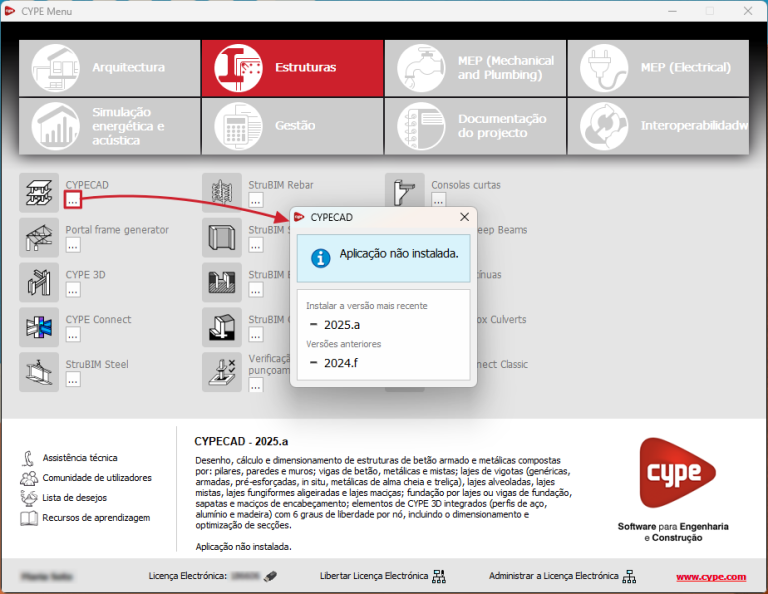 Como descarregar e instalar os programas do CYPE Menu - Learning | Cype