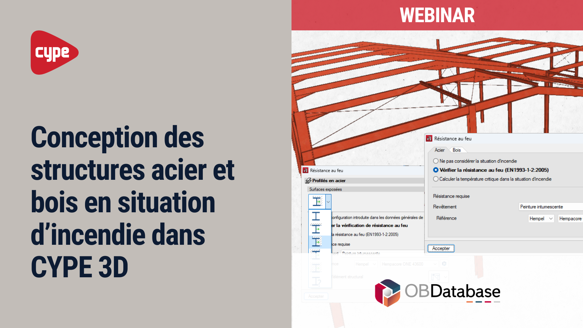 Conception des structures acier et bois en situation d’incendie dans CYPE 3D - Learning | Cype