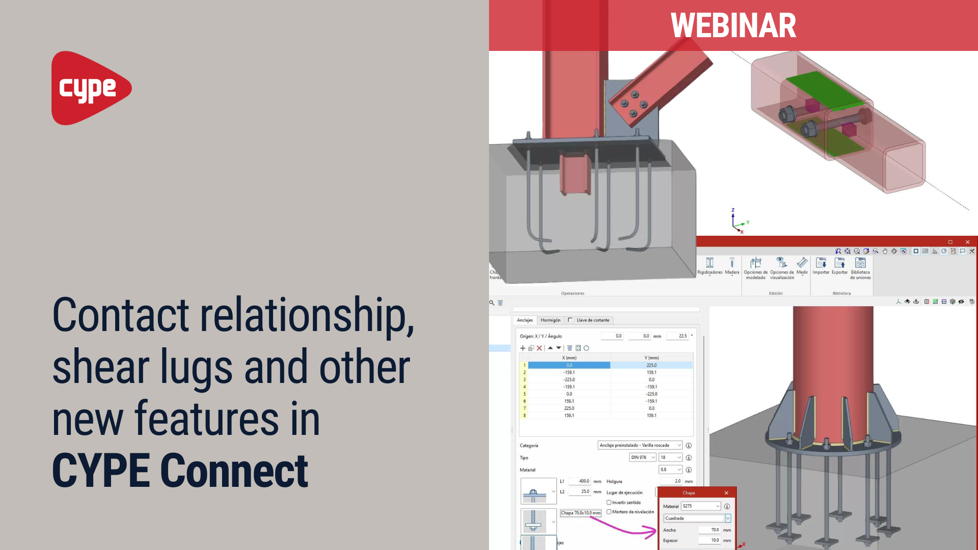 Contact relationship, shear lugs and other new features in CYPE Connect - Learning | Cype