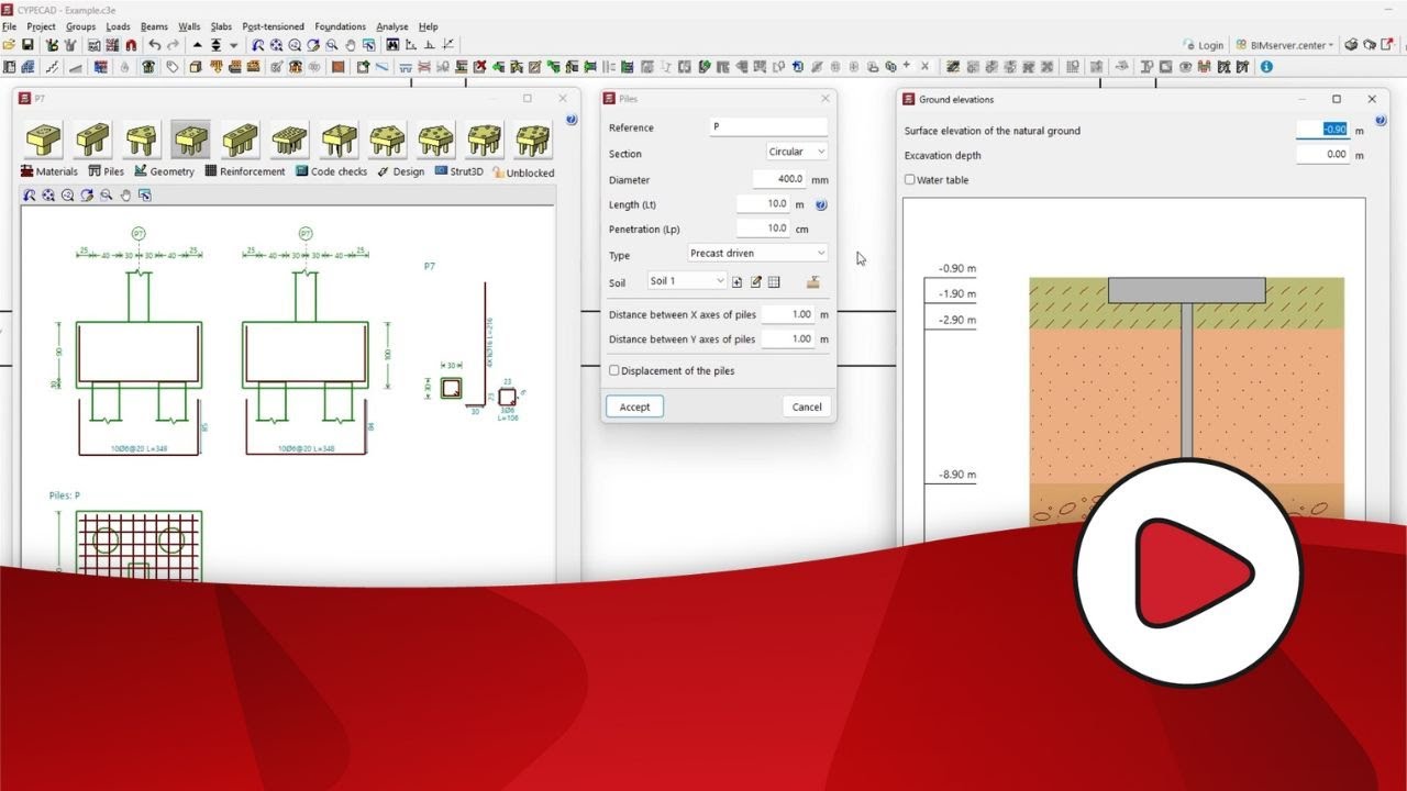 Piles: Calculation of sinking load (new CYPECAD, CYPE 3D and Foundation elements module)