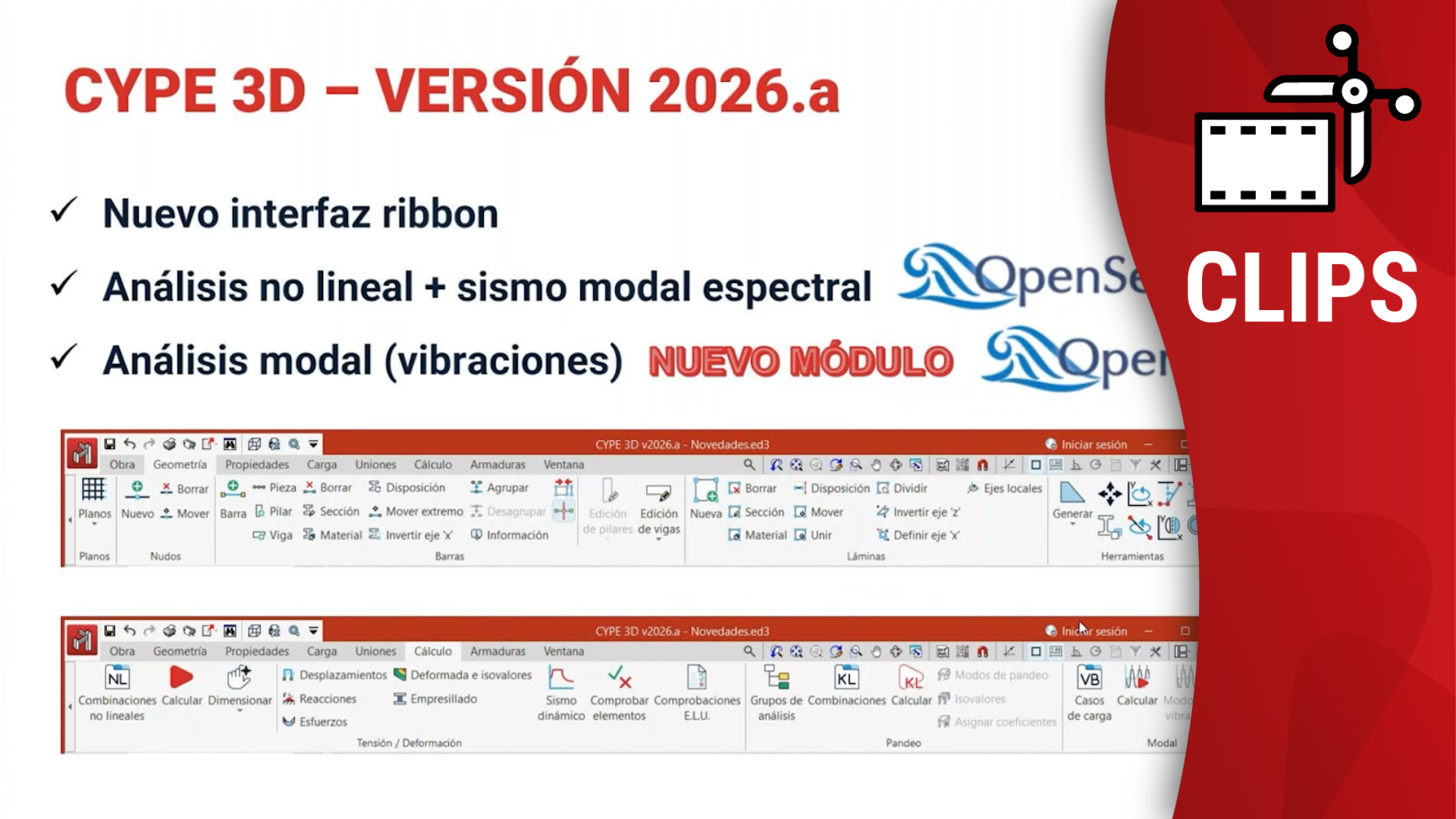 Resumen de las novedades de CYPE 3D en la versión 2026.a