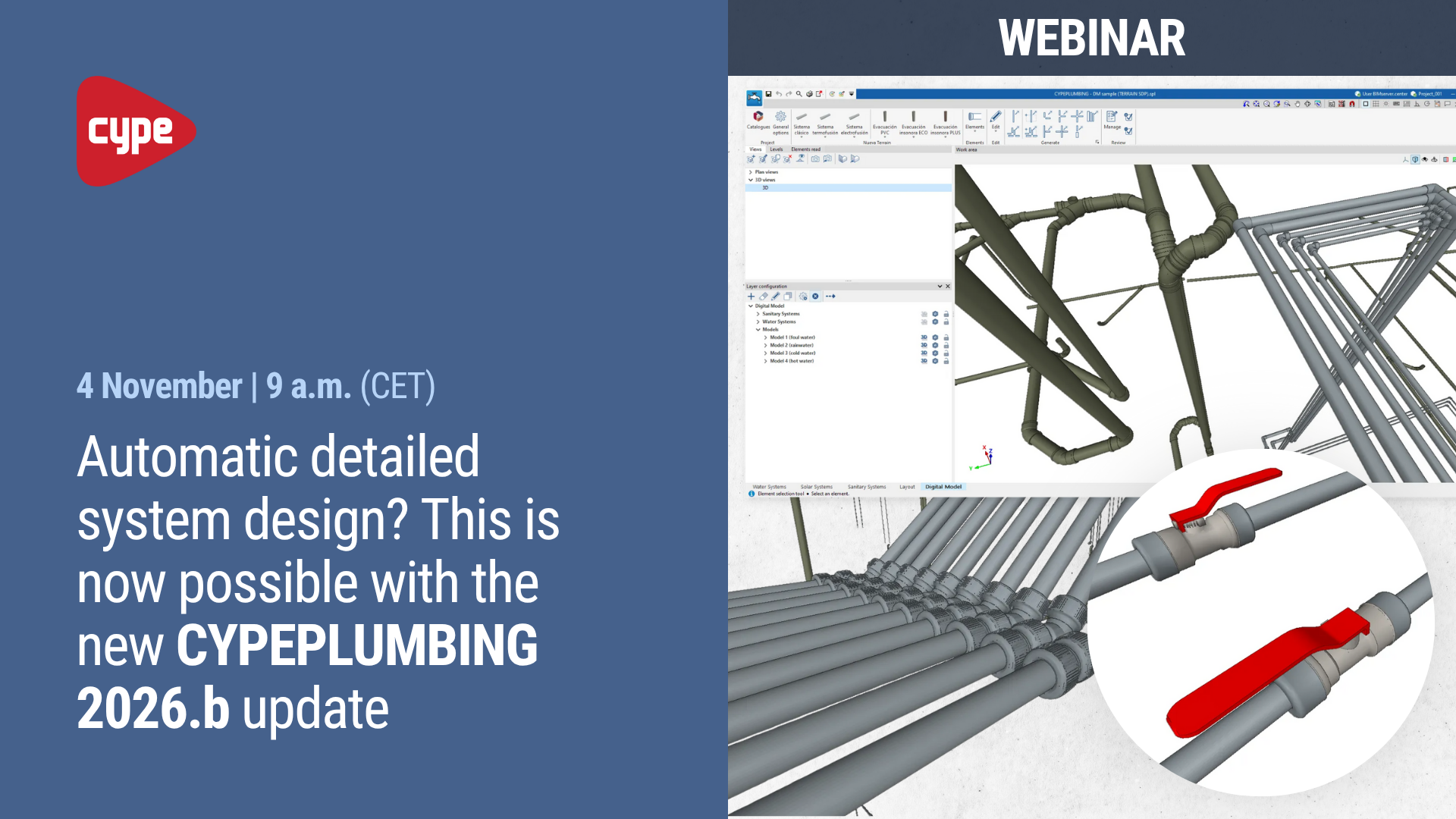 Automatic detailed system design? This is now possible with the new CYPEPLUMBING 2026.b update ...